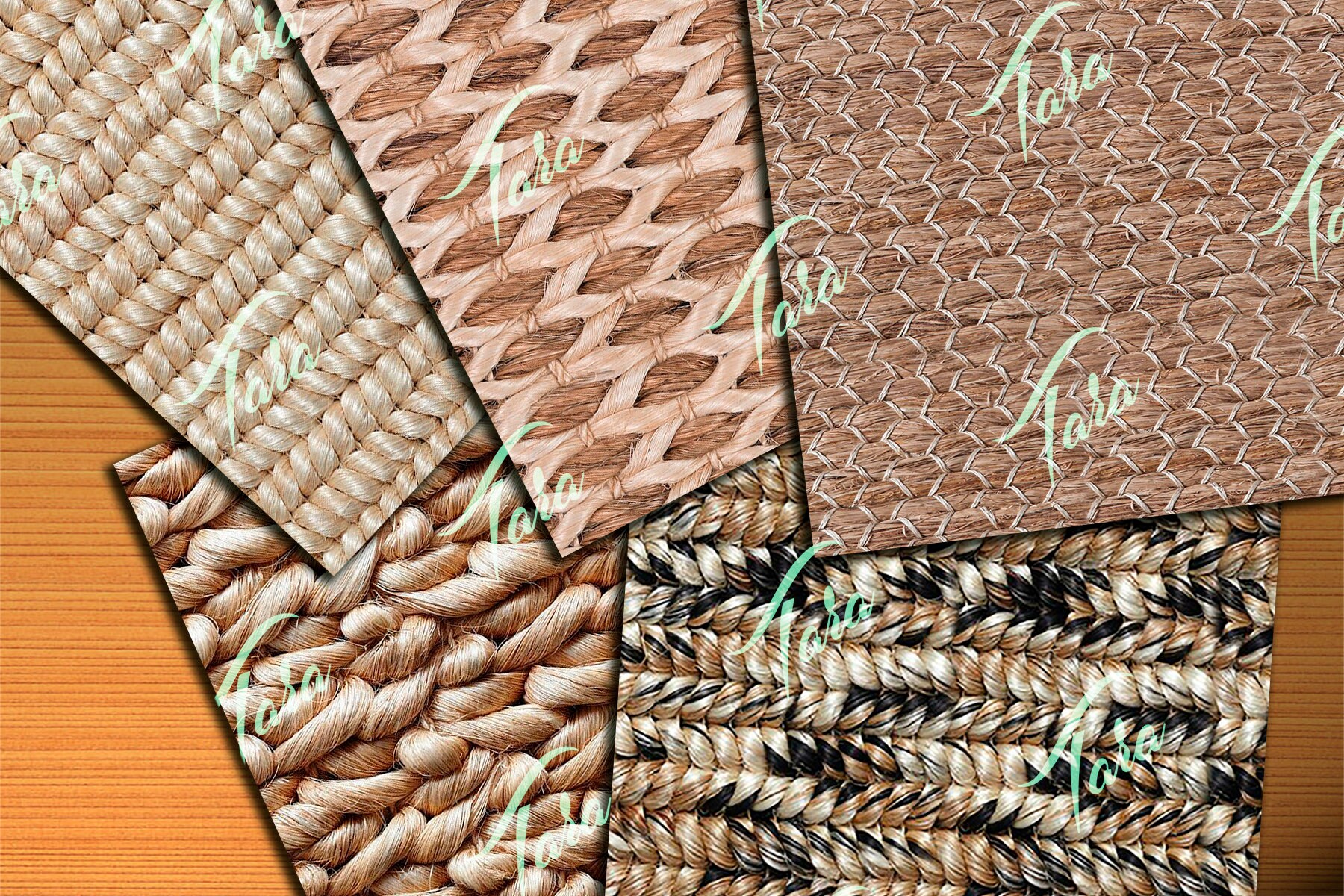 Digital Paper Pack RAFFIA Textures,digital Weaved Raffia Matting ...