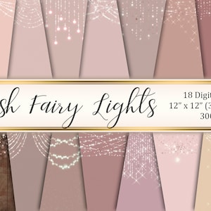 Digital Paper BLUSH FAIRY Lights,blush and Rose Gold Lights,blush ...