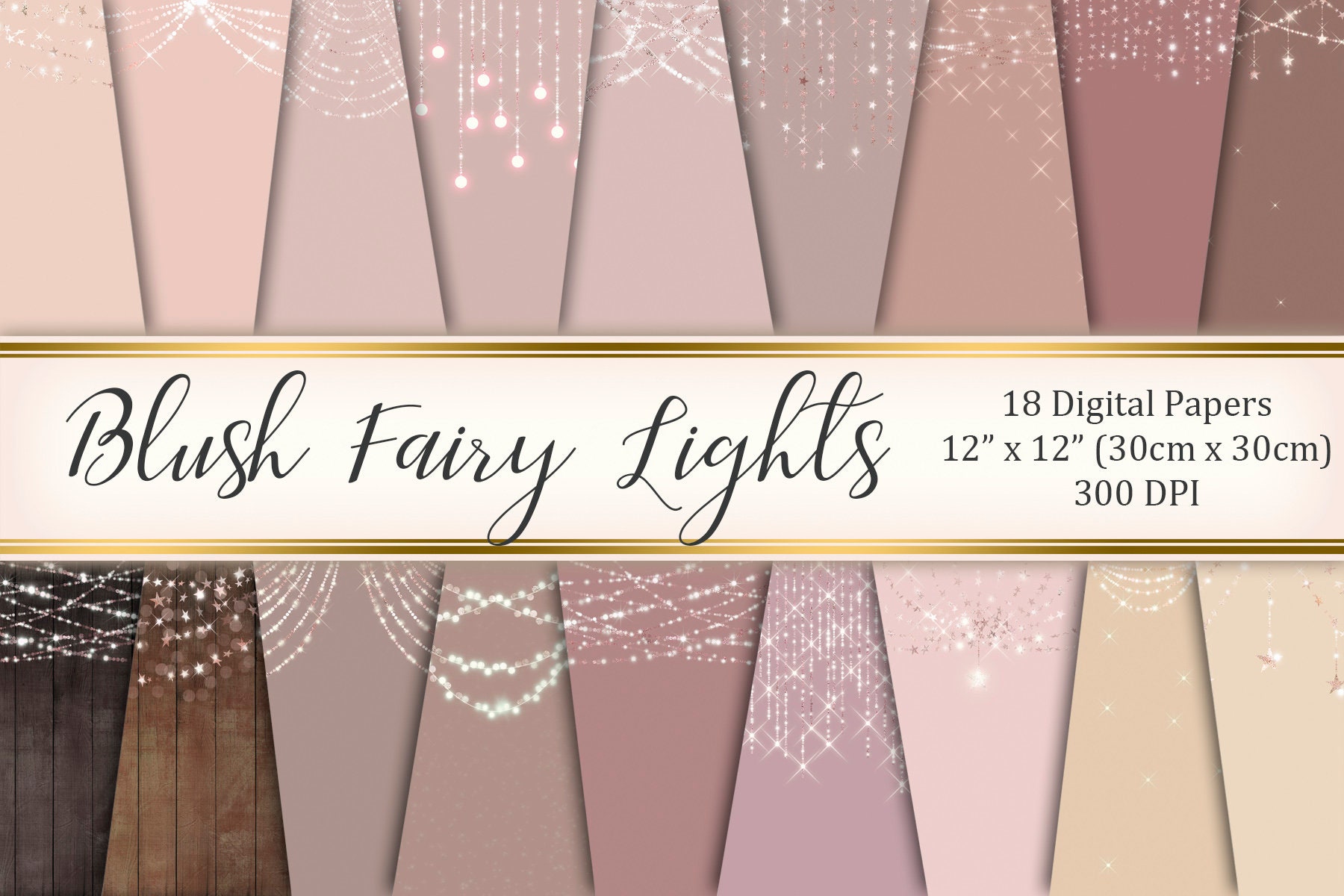 Digital paper BLUSH FAIRY LIGHTSBlush and rose gold | Etsy
