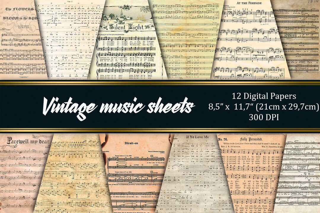 Digital Paper VINTAGE MUSIC Sheets,shabby Sheet Music Papers Printable ...