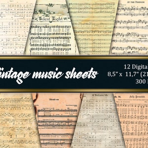 Digital Paper VINTAGE MUSIC Sheets,shabby Sheet Music Papers Printable ...