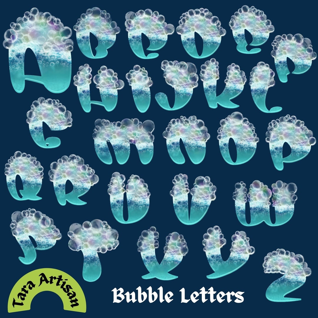 Digital BUBBLE Letters,soap Foam Bubble Alphabet,bubble Font Effect ...