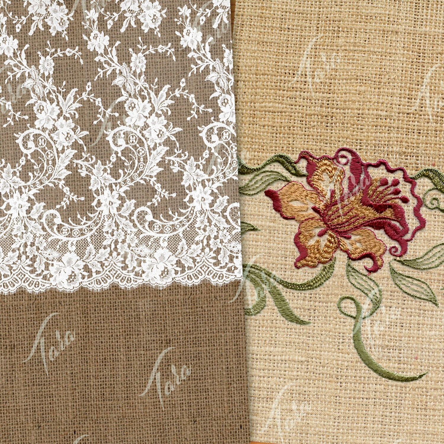 Digital Paper Pack Lace&burlap,burlap Digital Paper,lace Clipart ...