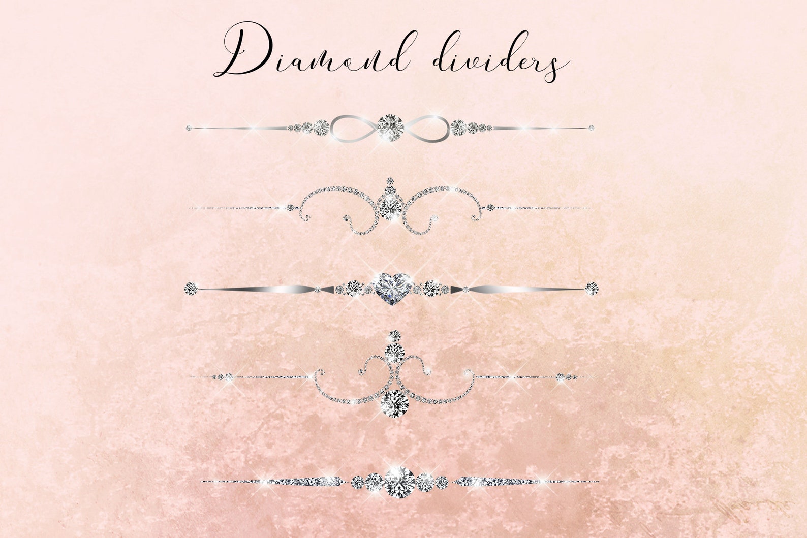 Diamond Dividers Clipart,luxury Bling Wedding Clip Art,diamond Clip Art ...