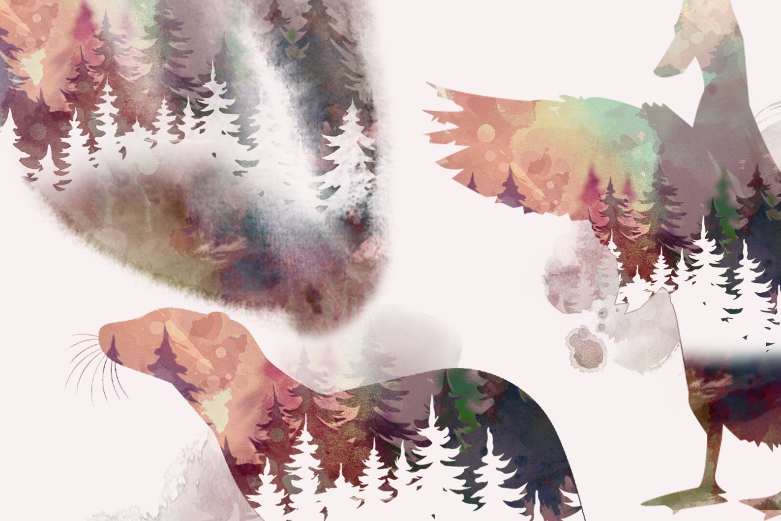 Digital Clipart WILDERNESS Iiwatercolor Clipartwild Animals - Etsy