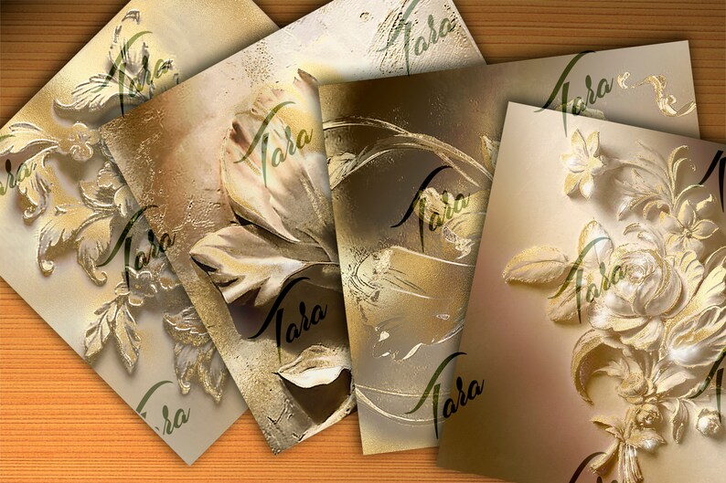 Gold Foil Digital Paper Pack GOLDEN Floralfloral Digital - Etsy