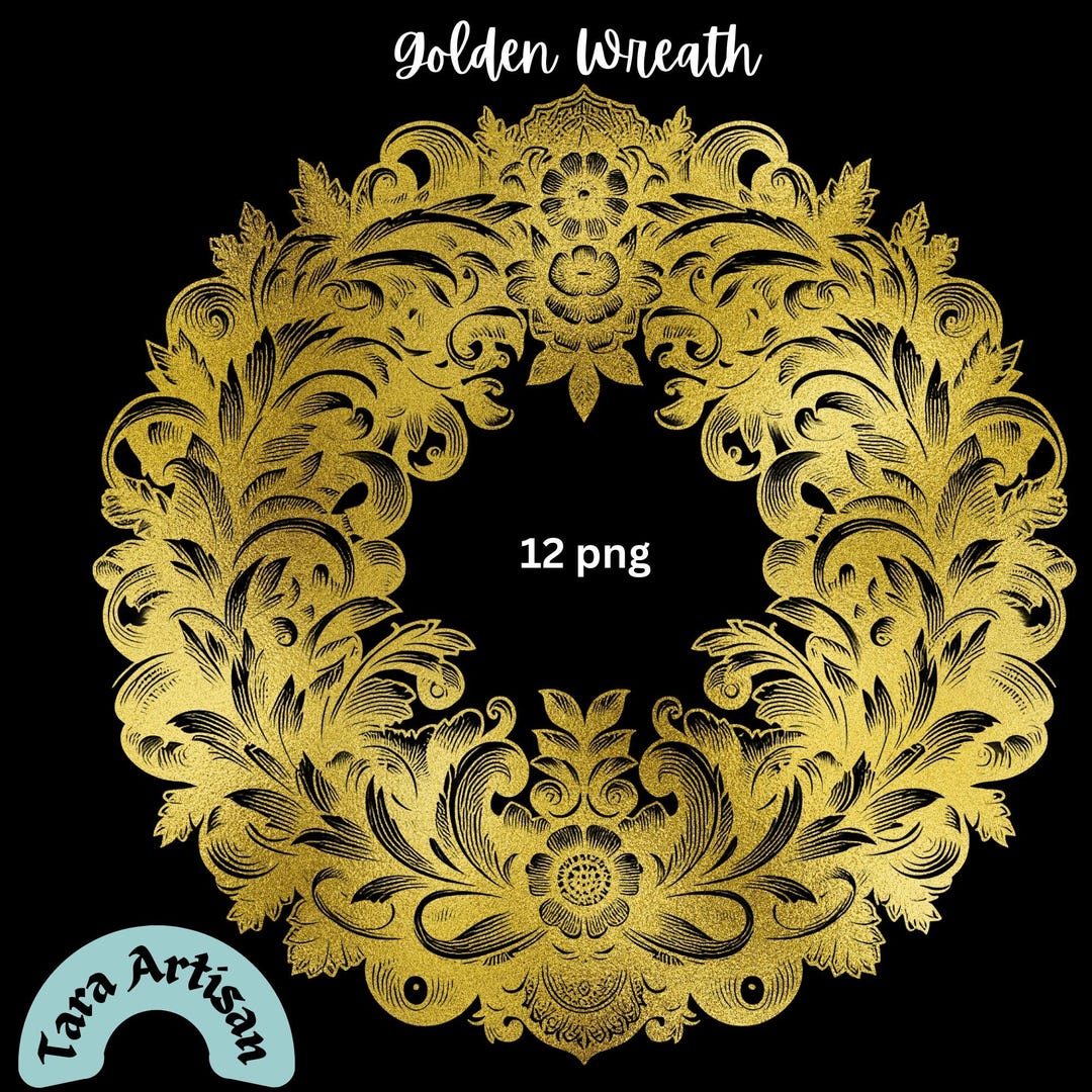 Golden WREATH Clipart,gold Clipart,wreath Clipart,instant Download ...