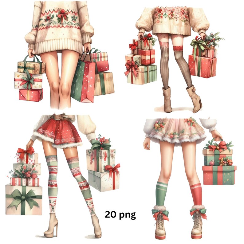 Watercolor CHRISTMAS Clipart Png,christmas Graphics,girl Clipart ...