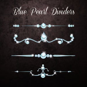 BLUE PEARL DIVIDERS Clipart,luxury Bling Wedding Clip Art,pink Pearl ...