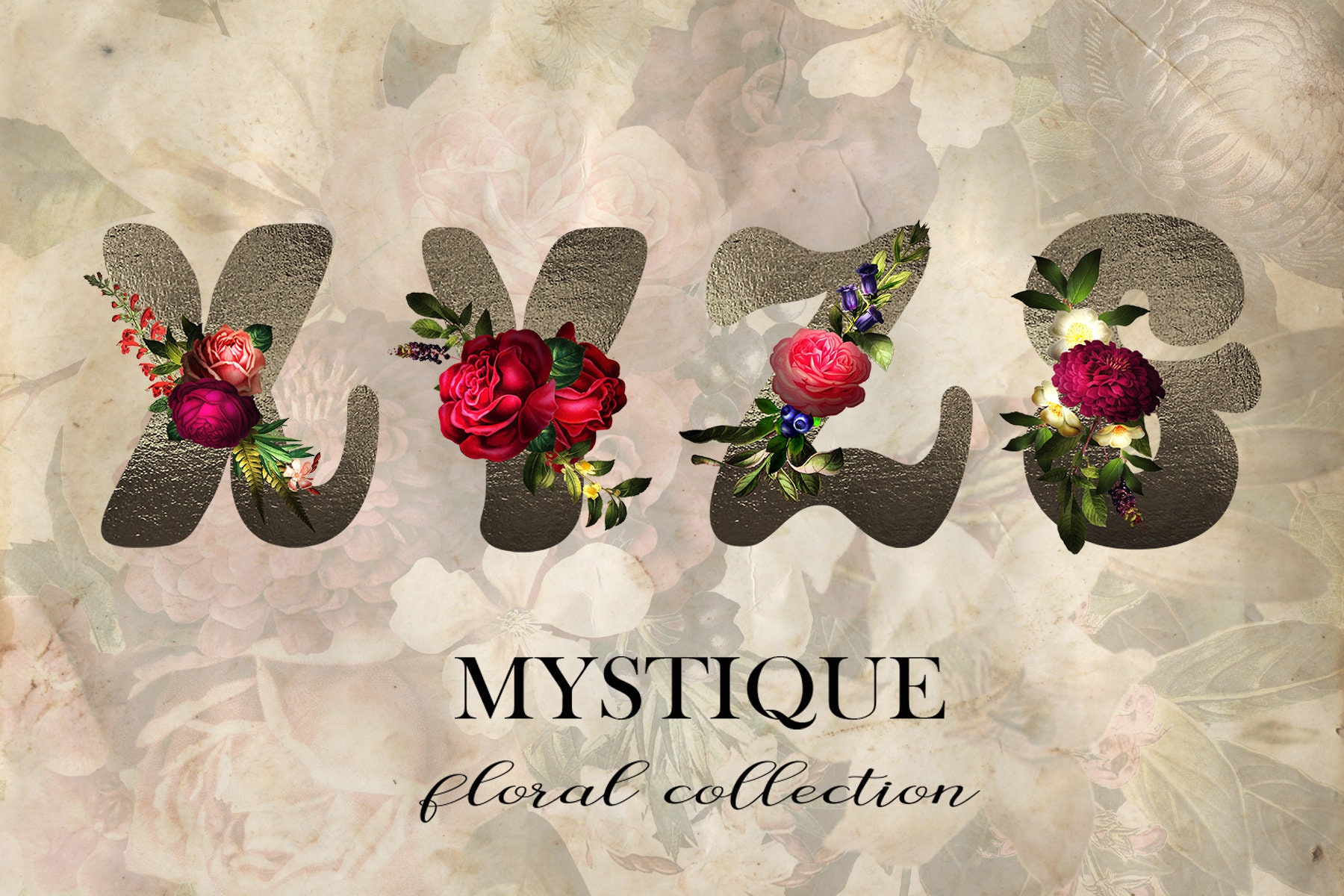 Digital Alphabet Mystiquemetalic Foil Lettersdigital Letters - Etsy