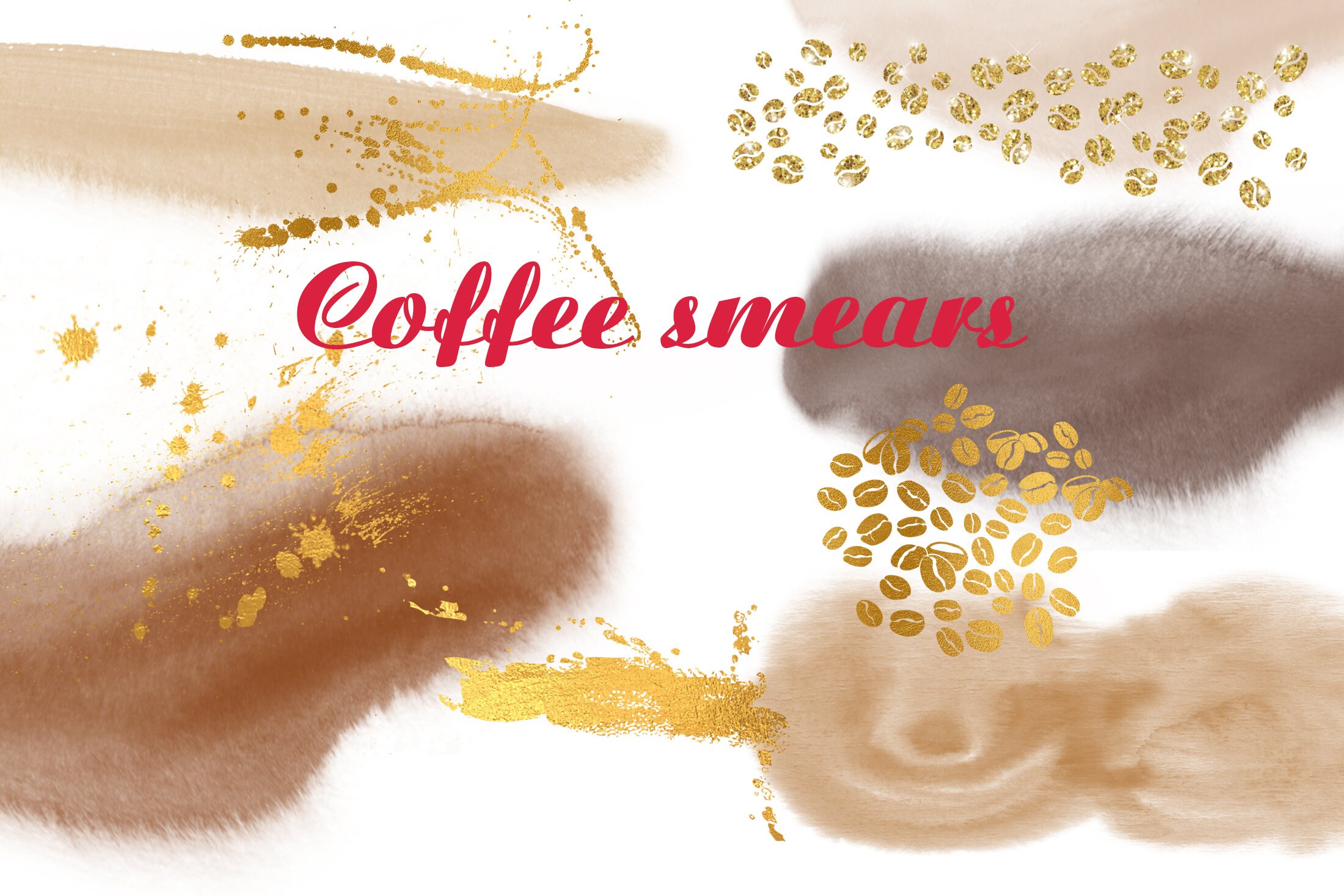 Digital Paint Strokes COFFEE Smears,coffee Watercolor Paint Brush ...