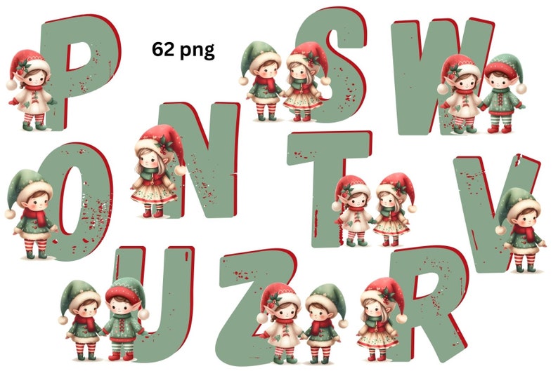 Christmas Elf Alphabet Png,christmas Alphabeta and Letters Bundle ...