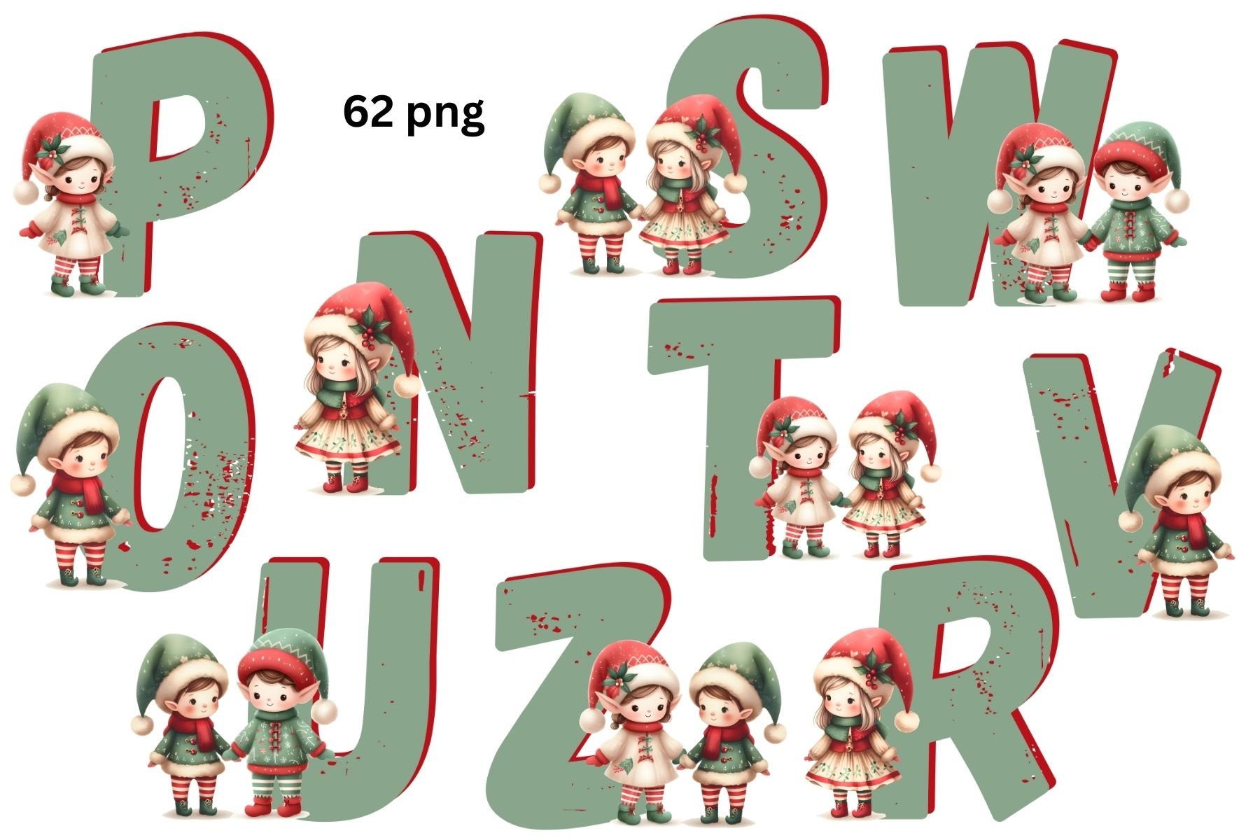 Christmas Elf Alphabet Png,christmas Alphabeta and Letters Bundle ...