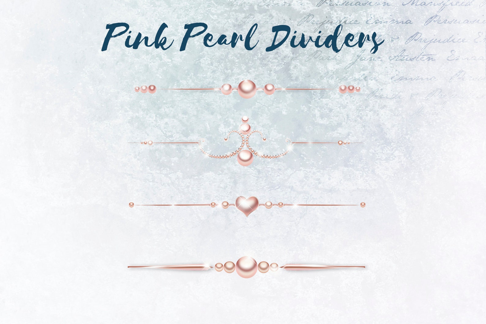 PINK PEARL DIVIDERS Clipart,luxury Bling Wedding Clip Art,pink Pearl ...