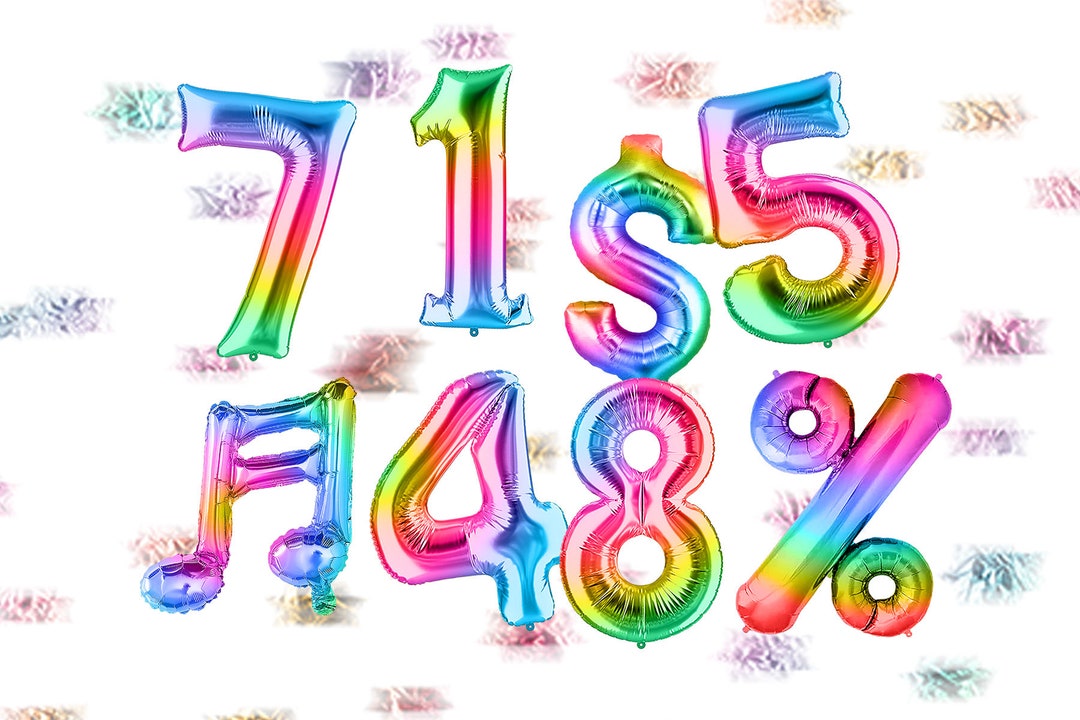 Digital RAINBOW NUMBERS Balloon,rainbow Foil Numbers Ballons,party ...
