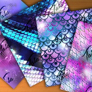 MERMAID SHIMMER Digital Paper Pack,glitter Background,printable ...
