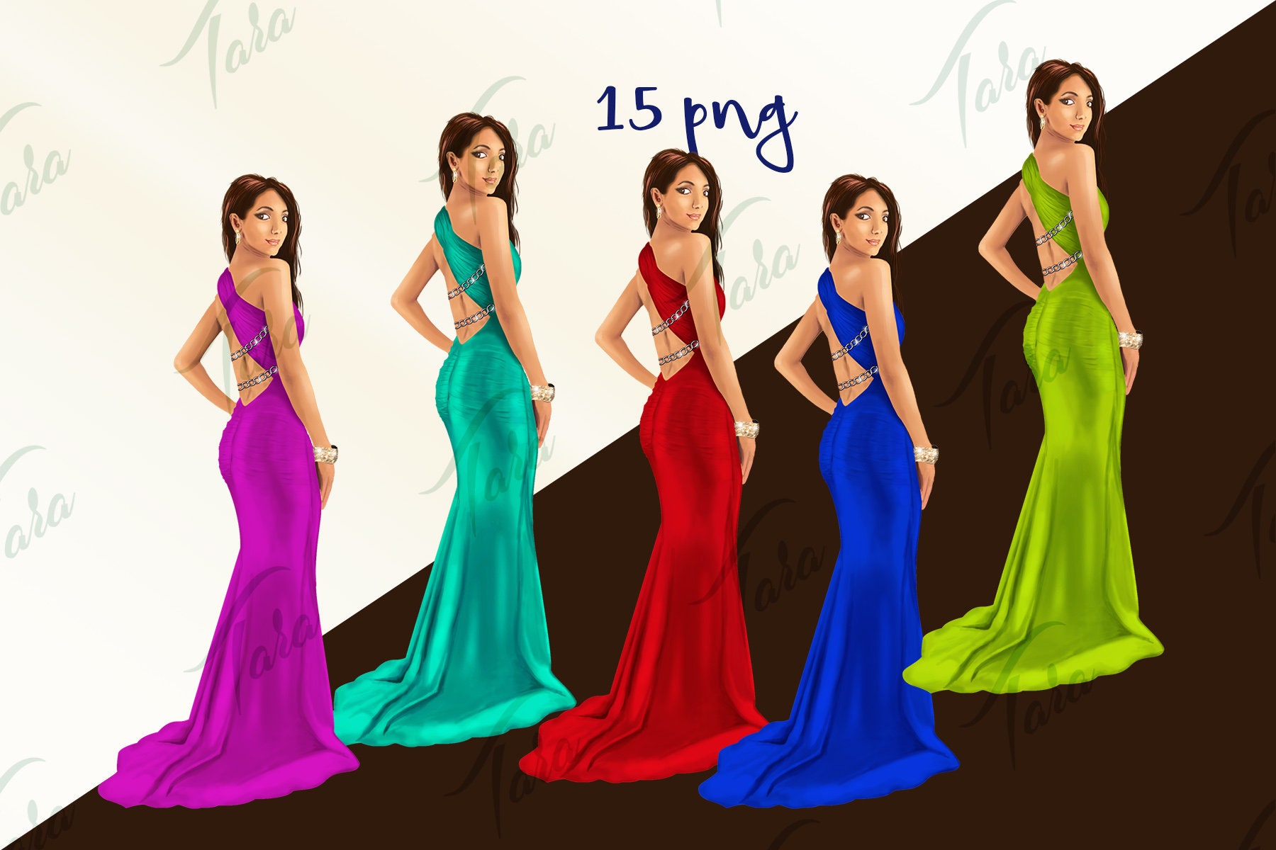 Digital Clipart Girl,digital Illustration,fashion Illustration,dress ...