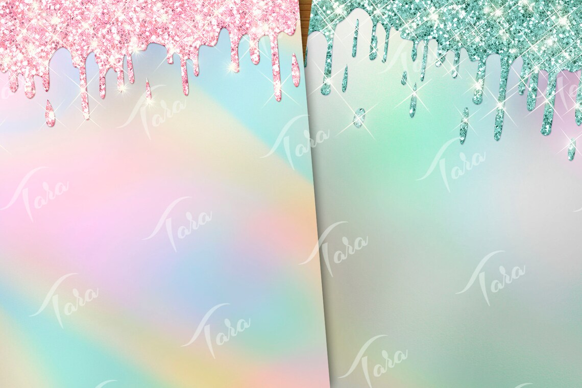 Digital Paper Pack RAINBOW GLITTER Ombreglitter Drips | Etsy