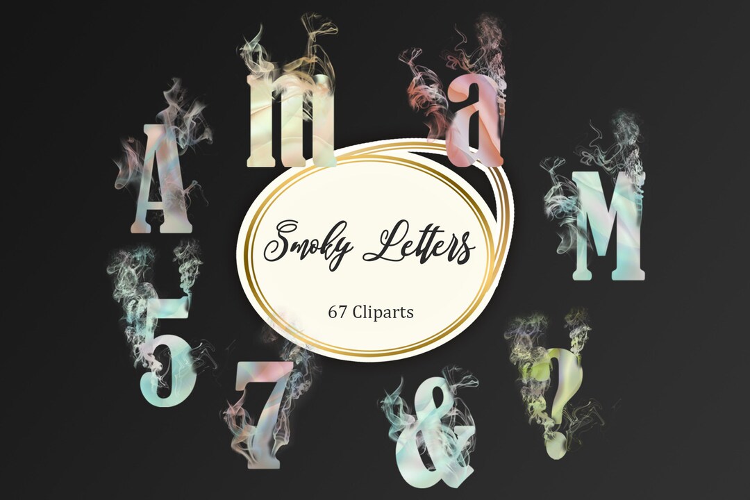 Digital Alphabet SMOKY Letters,digital Letters and Numbers Clipart ...