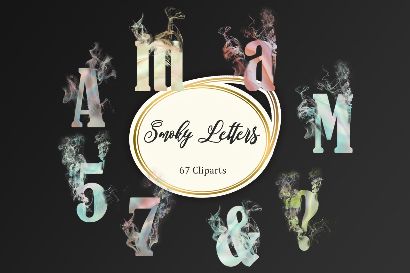 Digital Alphabet SMOKY Letters,digital Letters and Numbers Clipart ...
