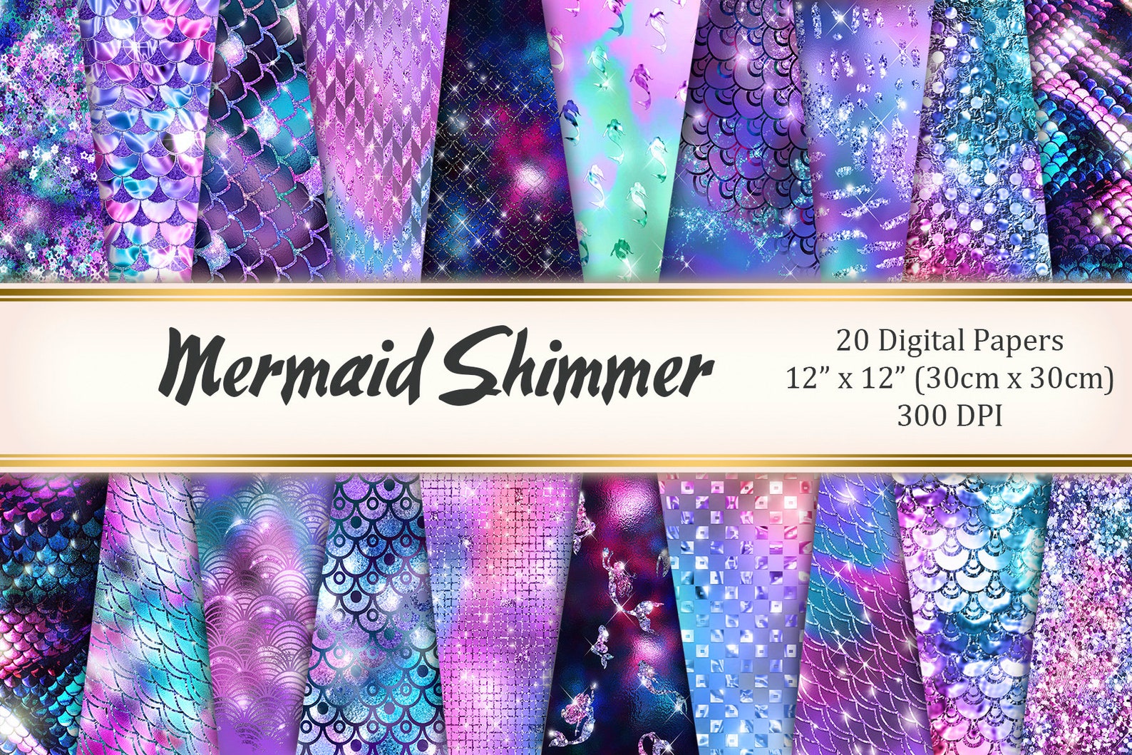 MERMAID SHIMMER Digital Paper Packglitter - Etsy