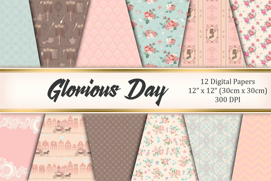 Shabby Chic Digital Paper GLORIOUS Day,digital Paper Shabby Chic,shabby ...