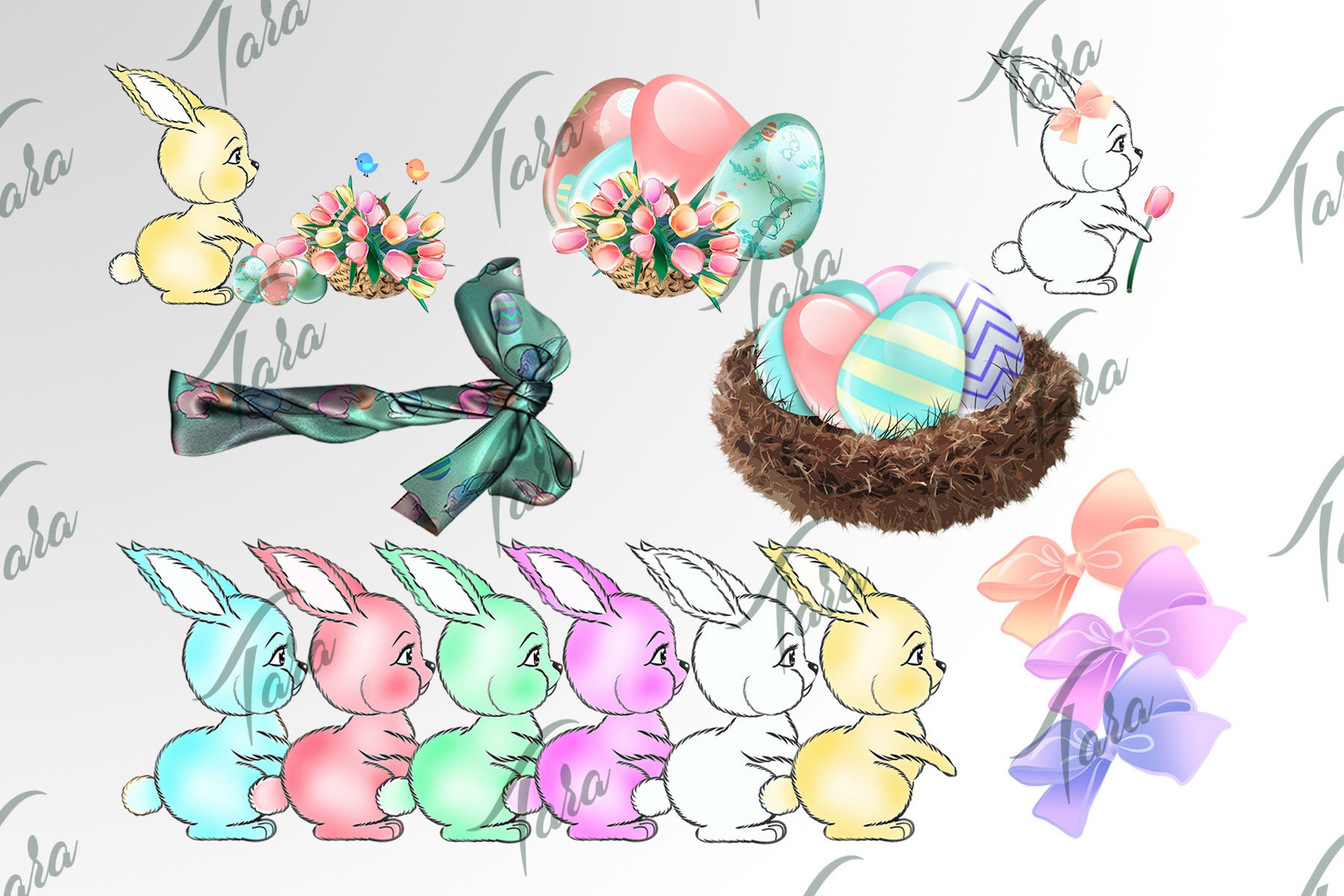 EASTER BUNNY Clipart,cute Bunny Clipart,cute Animal,easter Clipart ...