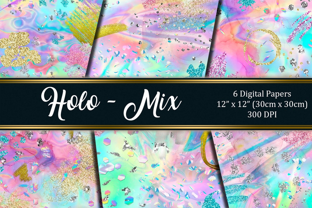 Digital Paper Pack HOLO Mix,glitter Sequins,holographic Background ...