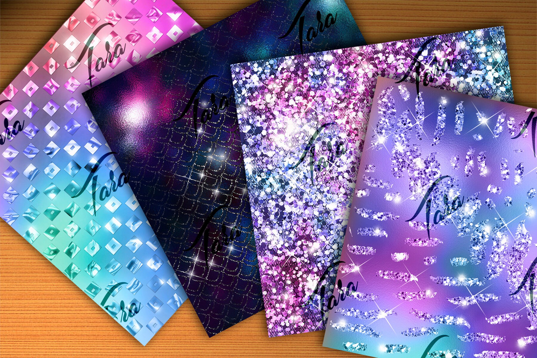 MERMAID SHIMMER Digital Paper Packglitter - Etsy
