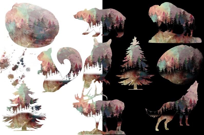 Digital Clipart Wilderness,watercolor Clipart,wild Animals Clipart ...