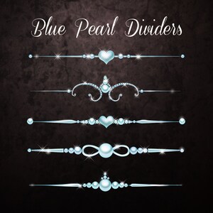 BLUE PEARL DIVIDERS Clipart,luxury Bling Wedding Clip Art,pink Pearl ...