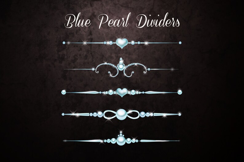 BLUE PEARL DIVIDERS Clipart,luxury Bling Wedding Clip Art,pink Pearl ...