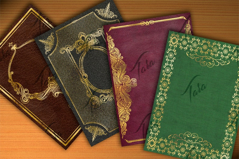 Digital Paper GILDED BOOK Covers,gold Ornamental Decorative Book Dust ...