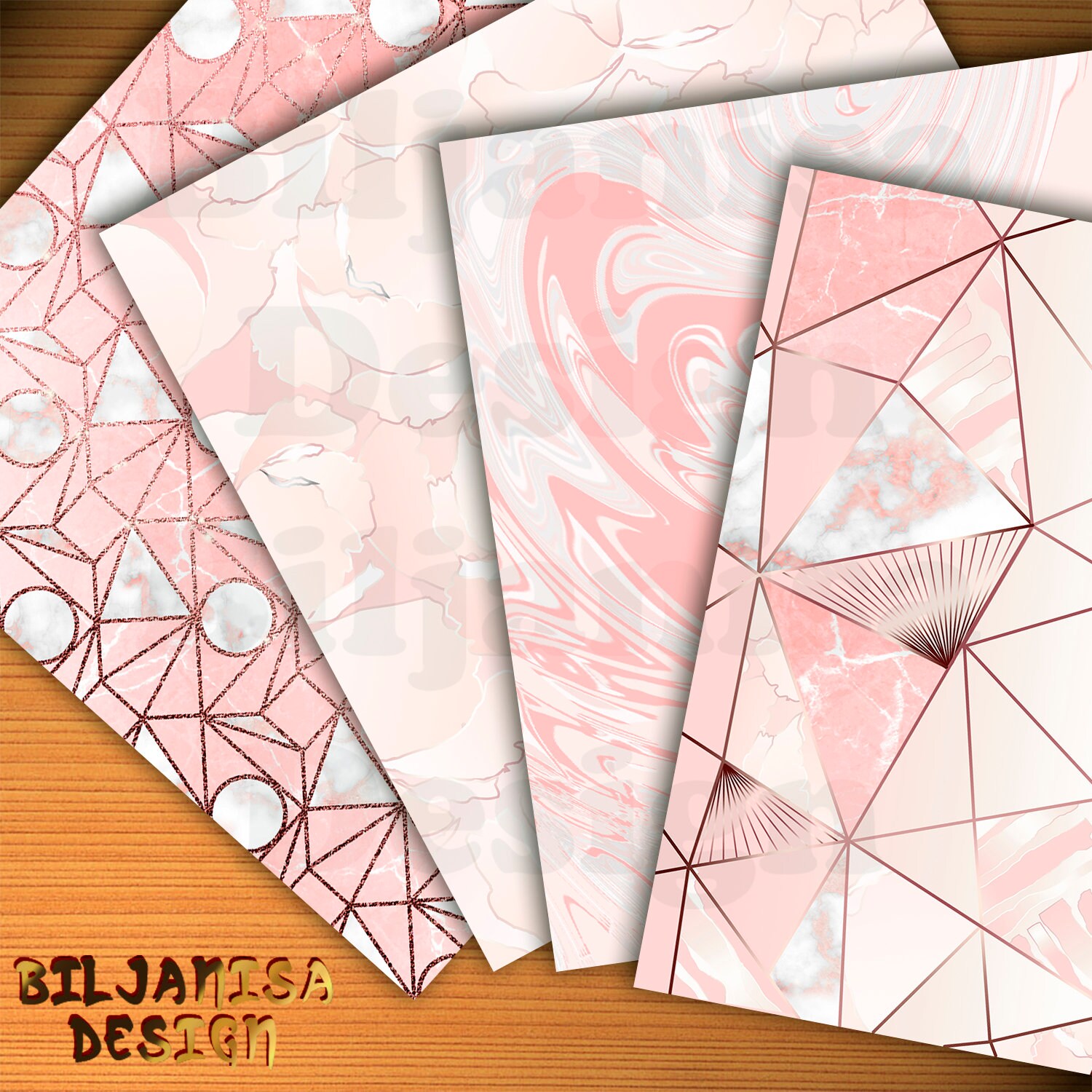 Digital Paper Pack JANUARY IN Pink,geometric Pattern Background,marble ...