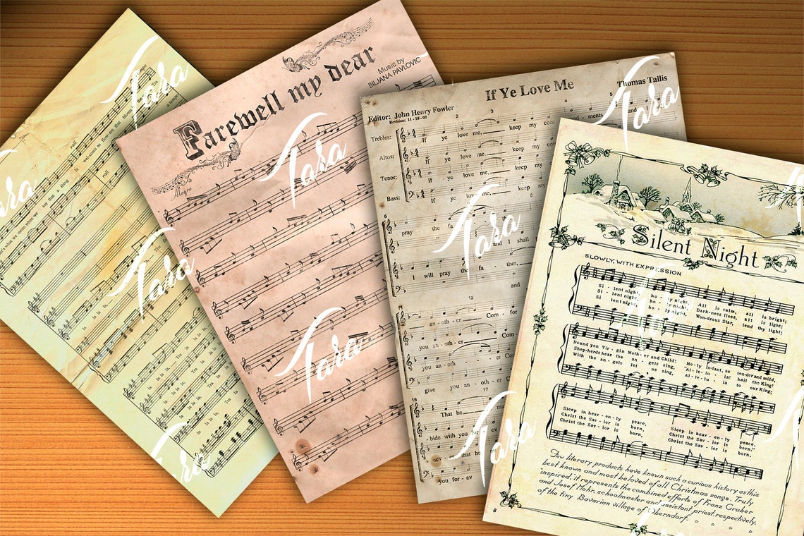 Digital Paper VINTAGE MUSIC Sheets,shabby Sheet Music Papers Printable ...