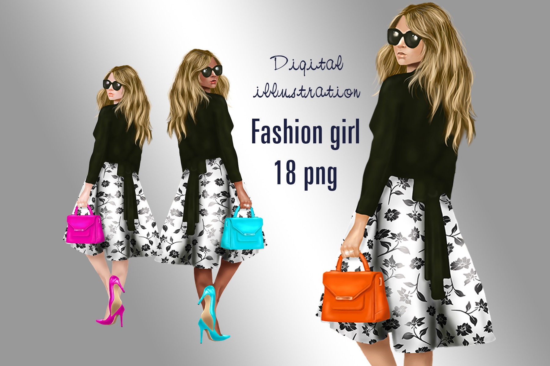 Digital Clipart FASHION Girl,digital Illustration,fashion Illustration ...