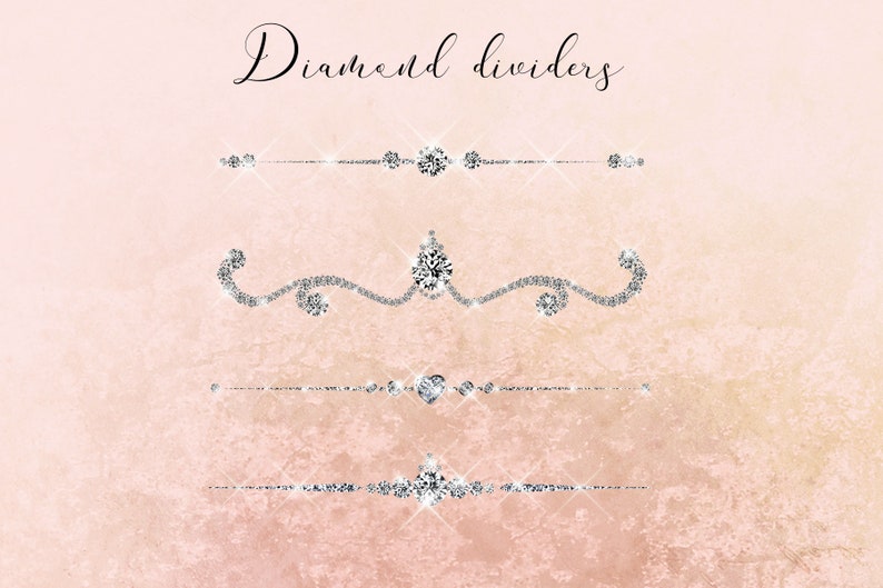 Diamond Dividers Clipart,luxury Bling Wedding Clip Art,diamond Clip Art ...