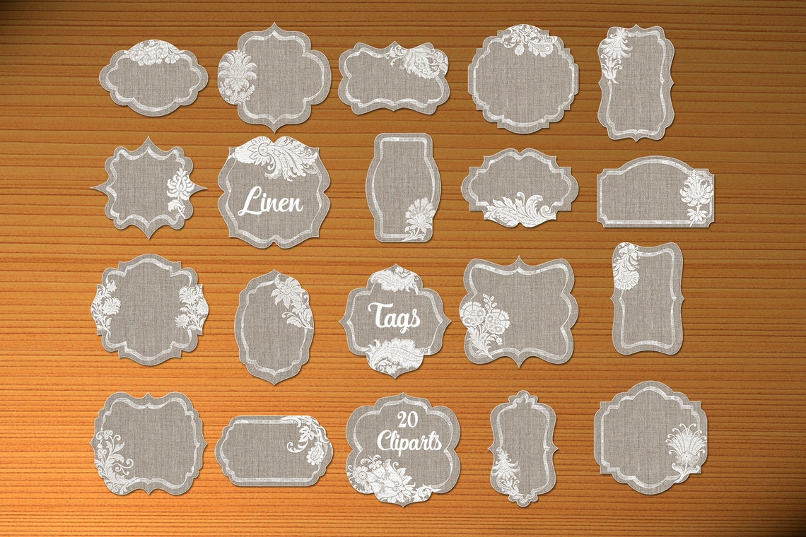 LINEN TAGS Clipart,linen Frames Clipart,lace Linen Tags Frames Clipart ...
