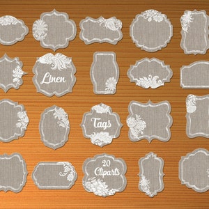 LINEN TAGS Clipart,linen Frames Clipart,lace Linen Tags Frames Clipart ...