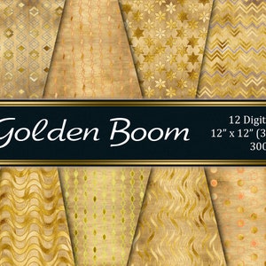 Gold Foil Digital Paper Pack GOLDEN Boom,abstract Digital Paper,gold ...