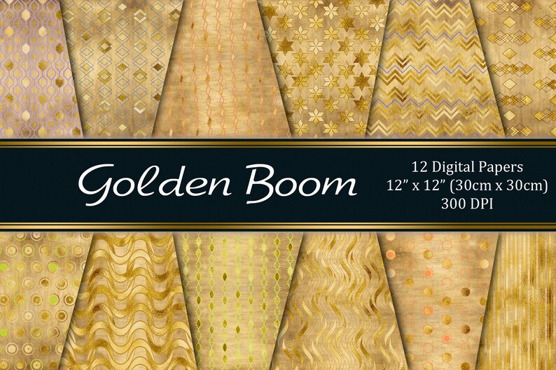 Gold Foil Digital Paper Pack GOLDEN Boom,abstract Digital Paper,gold ...