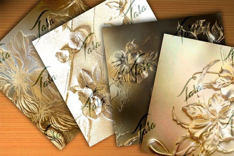 Gold Foil Digital Paper Pack GOLDEN Floralfloral Digital - Etsy