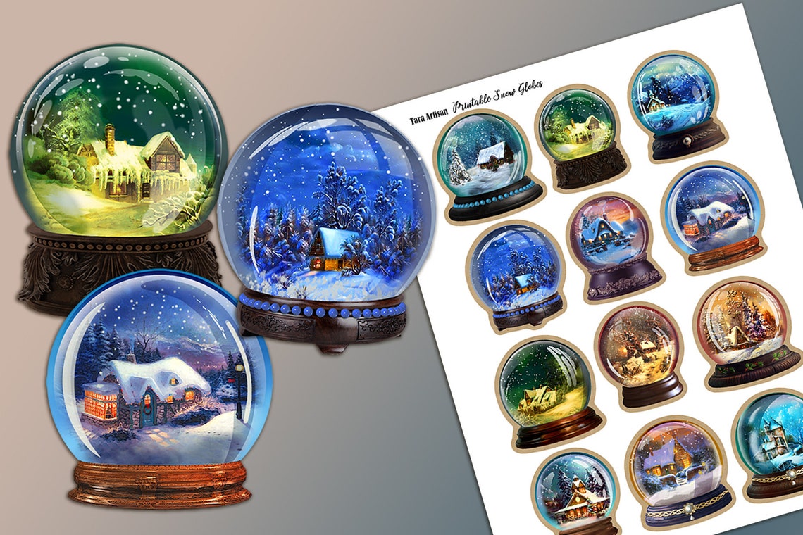 Digital Clipart SNOW Globes,christmas Snow Ball,fussy Cut Glass ...