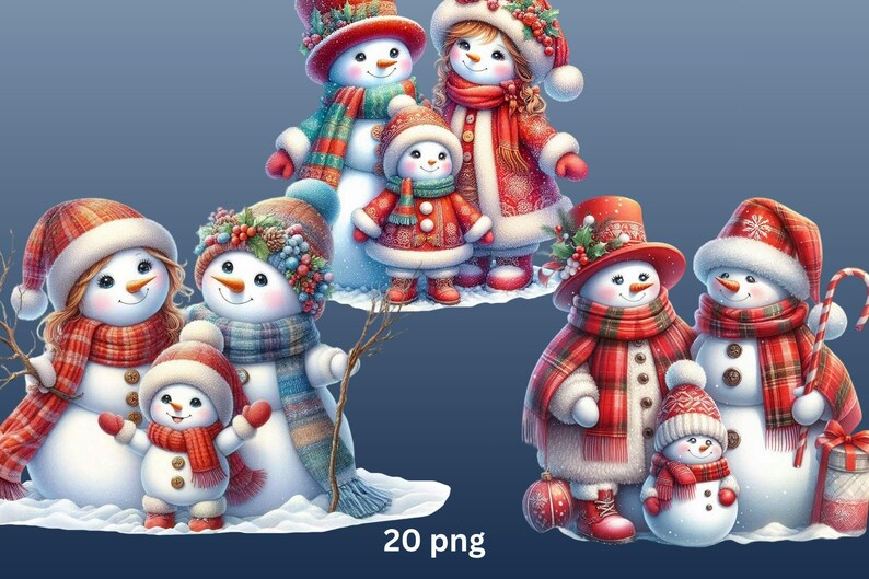 Digital Clipart SNOWMAN Family,winter Snow Clipart,snowman Stickers,png ...