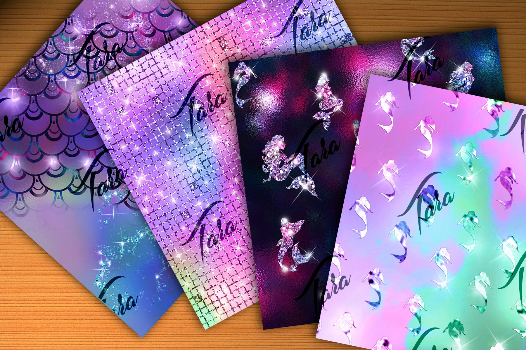 MERMAID SHIMMER Digital Paper Packglitter - Etsy