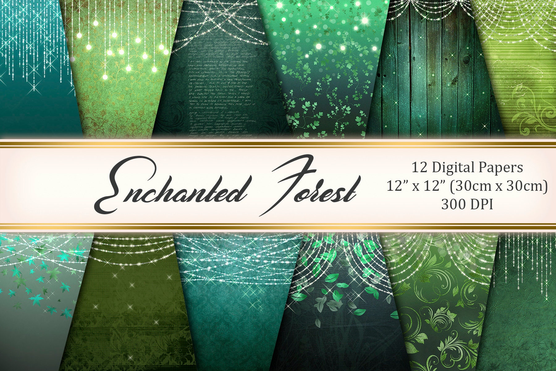 Digital Paper Pack ENCHANTED Forest,gothic Damask Scrapbooking,fairy ...