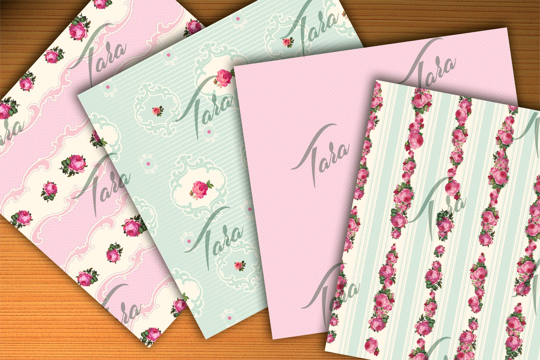 Shabby Chic Digital Paper FLORAL Garden,digital Paper Shabby Chic ...