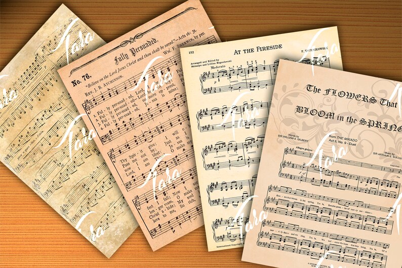 Digital Paper VINTAGE MUSIC Sheets,shabby Sheet Music Papers Printable ...