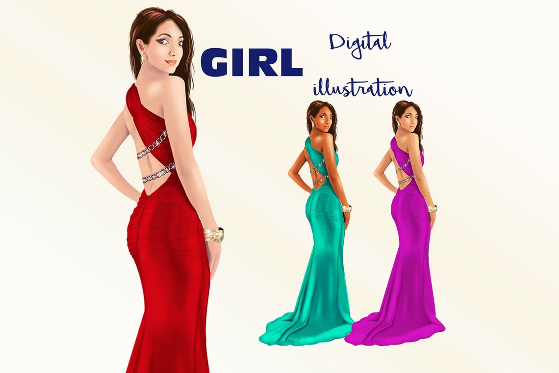 Digital Clipart Girldigital Illustrationfashion - Etsy