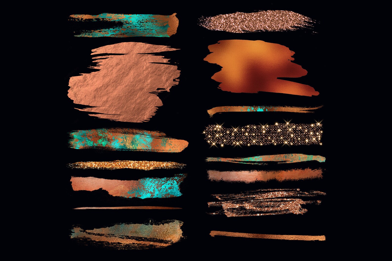 Digital Paint Strokes RUSTY Copper,copper Patina Paint Brush Strokes ...